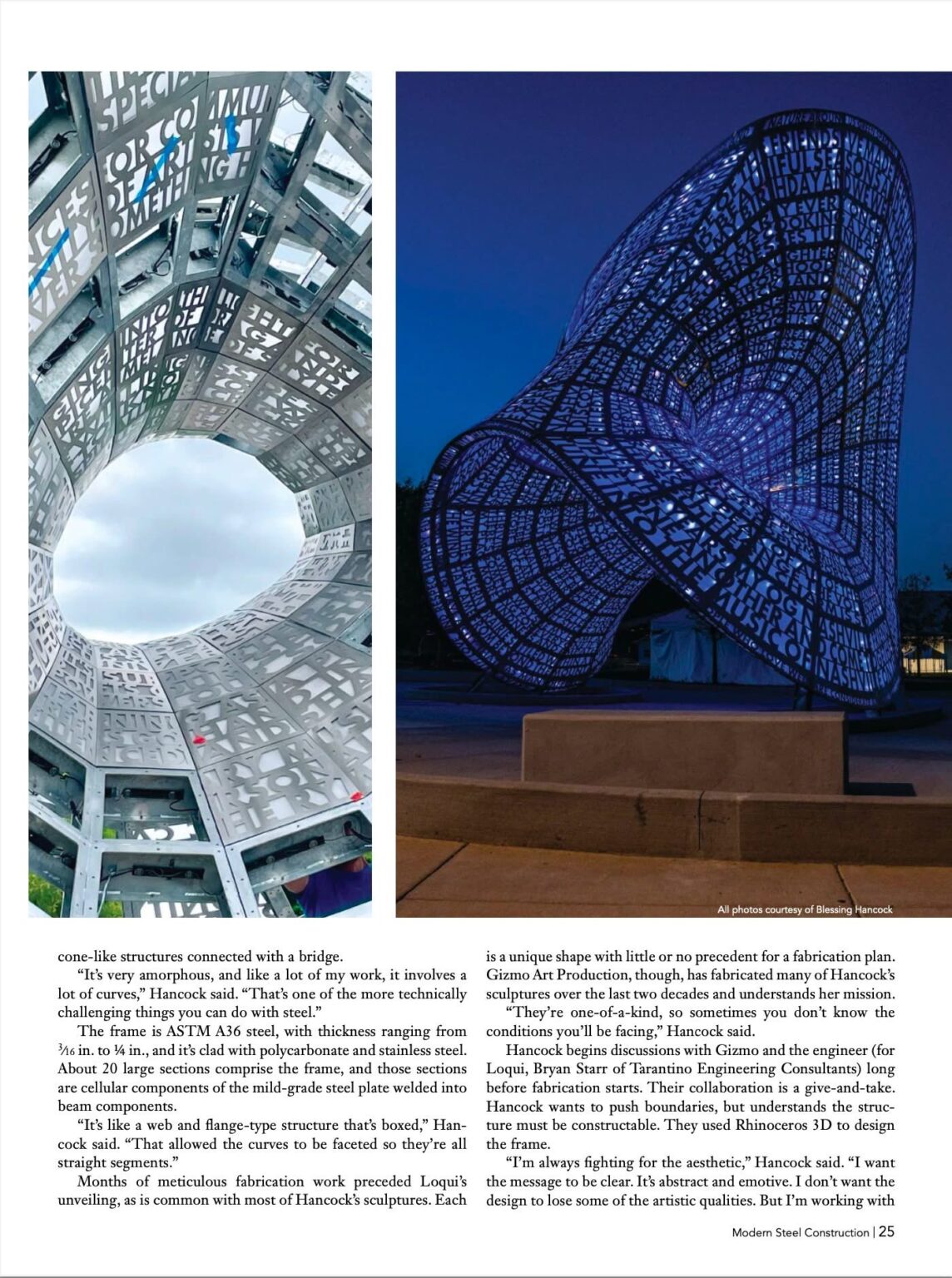 "Loqui" sculpture made the cover of Modern Steel Construction - Gizmo ...